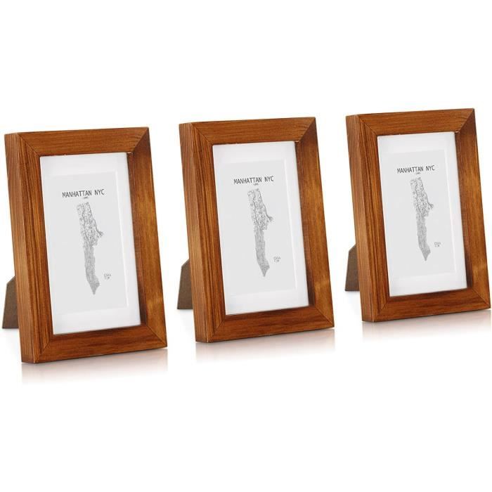Classic by Casa Chic - Lot de 3 Cadres Photo 10 x 15 cm en Bois Massif ...