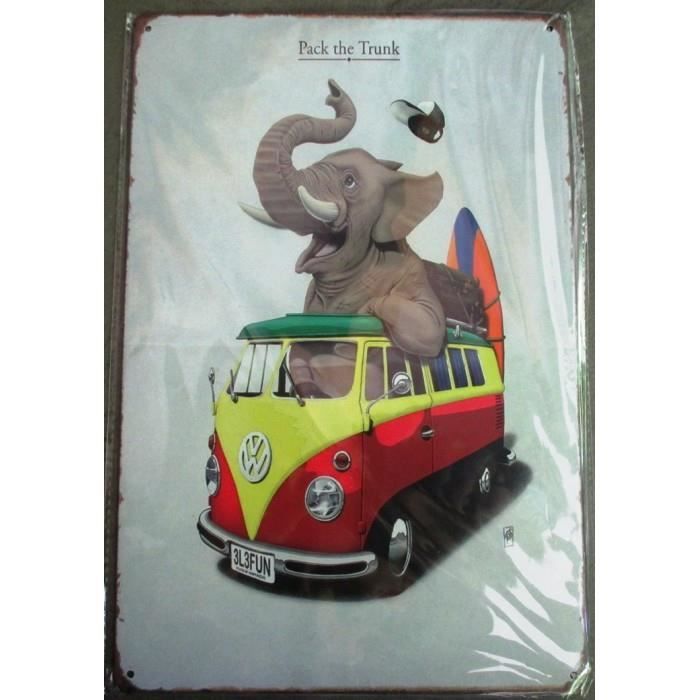 Plaque publicitaire - Cobi - Volkswagen - Combi et éléphant - Métal ...
