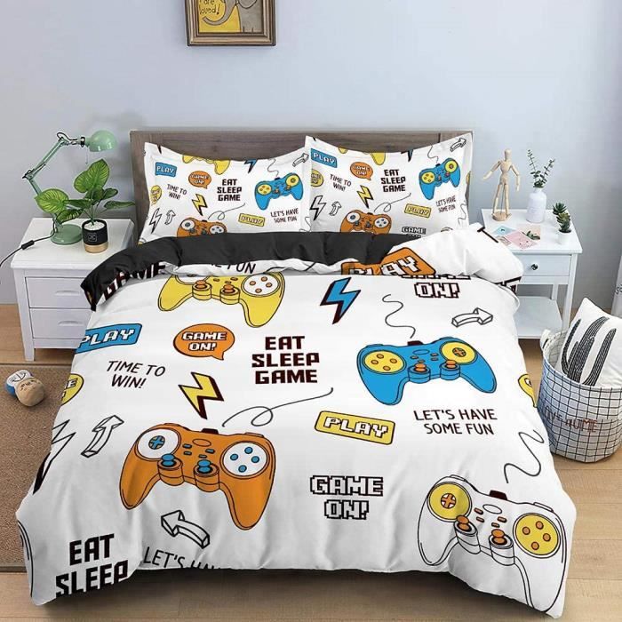 Parure de couette Gamepad Gamer Gaming - 100% Microfibre - Fermeture ...