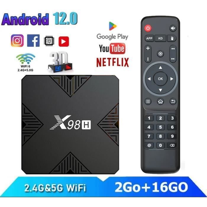 Boîtier iptv Android 12.0 Smart TV Box iptv Box 2Go+16Go Allwinner H618 ...