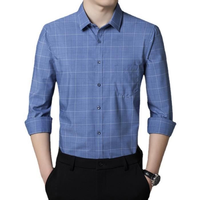 Chemise Homme Col revers Manches longues Casual avec poche poitrine ...