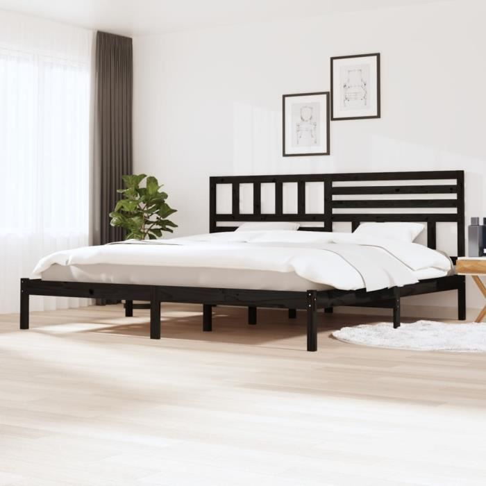 Lit Double Adulte 180x200cm, Structure de lit en Bois 2 Places, Tête de ...