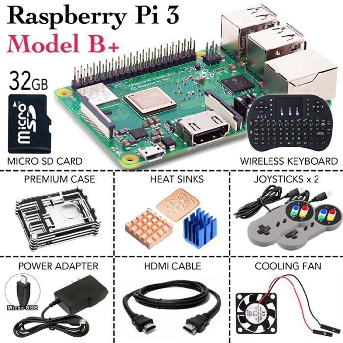 Raspberry Pi 3 B+ Model + Carte microSD 32GB + 5v/2.5 Adaptateur ...