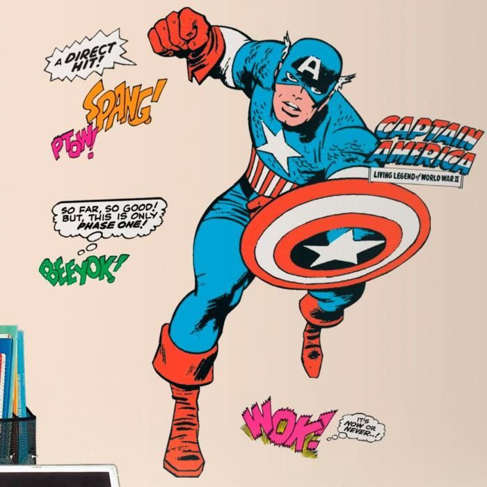 Stickers Géant Captain America Comics Marvel - Cdiscount Maison