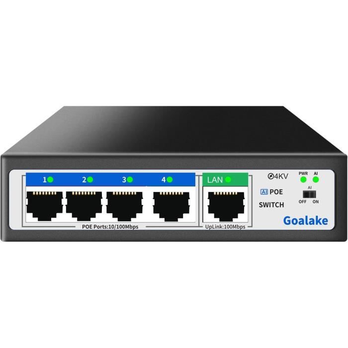 Switch Poe 5 Ports 100Mbps, 4 Ports Poe+, 52W Pour Tous Les Ports Poe ...