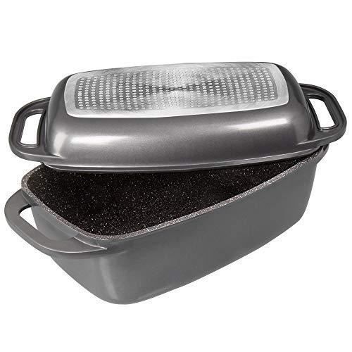 STONELINE Rôtissoire 40 x 22 cm, avec couvercle en fonte d'aluminium, convient pour l'induction ...