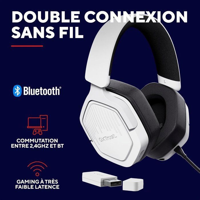 Casque gaming sans fil - Trust Gaming - GXT 1493 Ravox - Bluetooth et ...