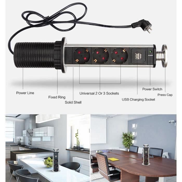 Bloc multiprise escamotable 3 prises + 2 chargeurs USB - Cdiscount ...