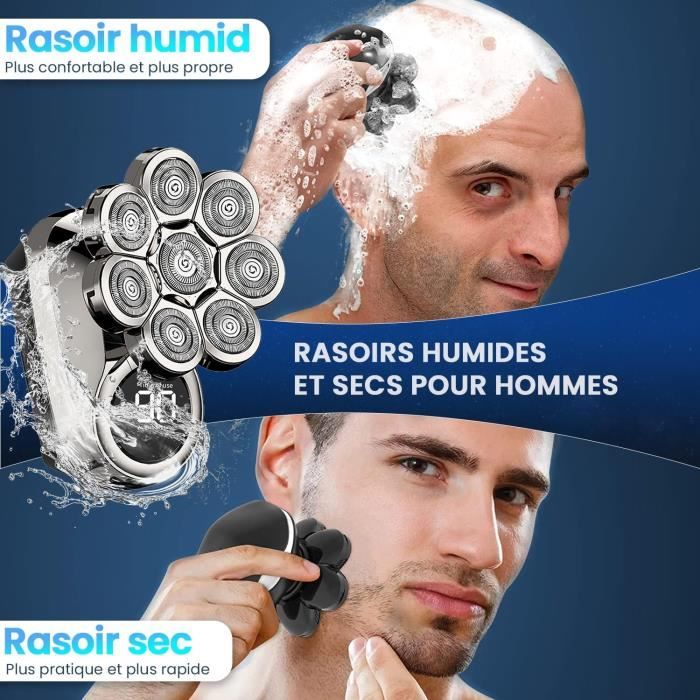 Ehskzjh Rasoir Tete Chauve Homme 6 En 1 Tondeuse Crane Chauve Rotative ...
