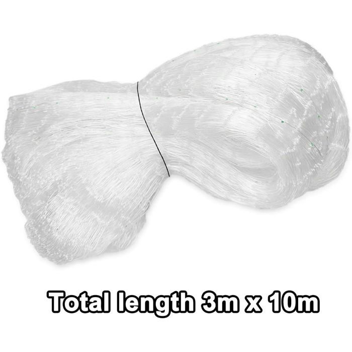 Filet Poules Anti Oiseaux 3 x 10m, Protection Réutilisable Pour Volière, Balcons, Jardins ...