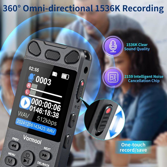 96Gb Dictaphone 110H Enregistreur Vocal Numérique Avec Micro Externe, 2 ...