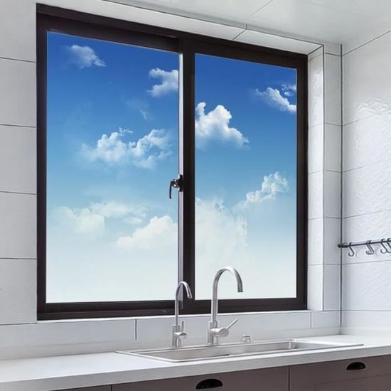 Film Occultant Fenêtre Ciel Bleu Blanc Film Fenetre Anti Regard Film ...