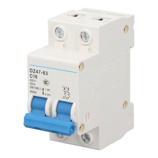 EJ.life Disjoncteur 2P Disjoncteur miniature 2P Isolateur de courant résiduel Montage sur rail ...