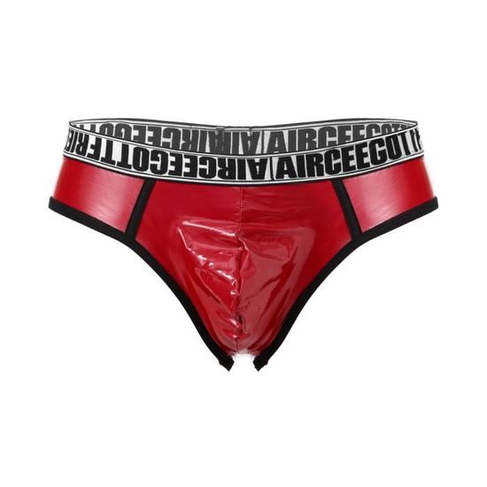 Inhzoy Slip Cuir Homme Sexy Sous Vêtement Boxer Bulge Pouch String
