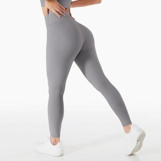 Leggings de Sport Femmes sans Coutures, Taille Haute, pour Yoga Fitness - Gris MR Gris ...