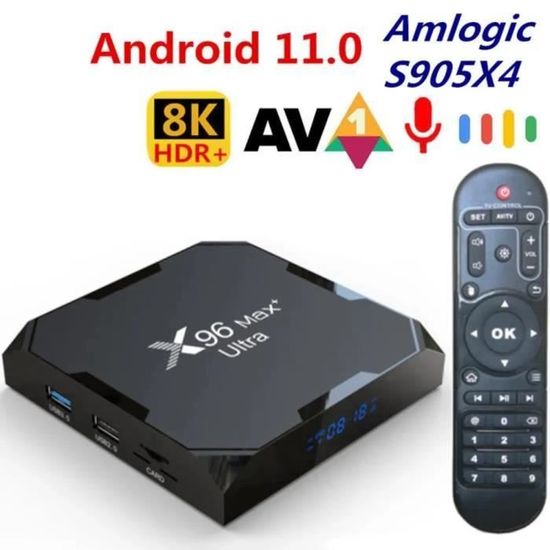 Boitier iptv X96 Max plus Ultra 4G 64G Android 11 Amlogic S905X4 2.4G ...