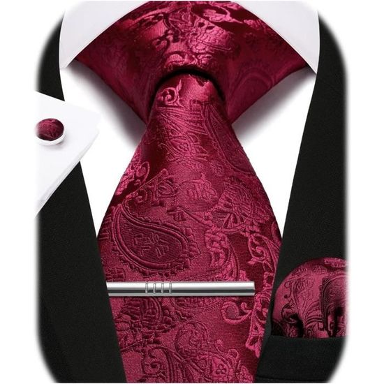Cravates Hommes Paisley 9Cm Cravate Et Pinces À Cravate Et Boutons De ...