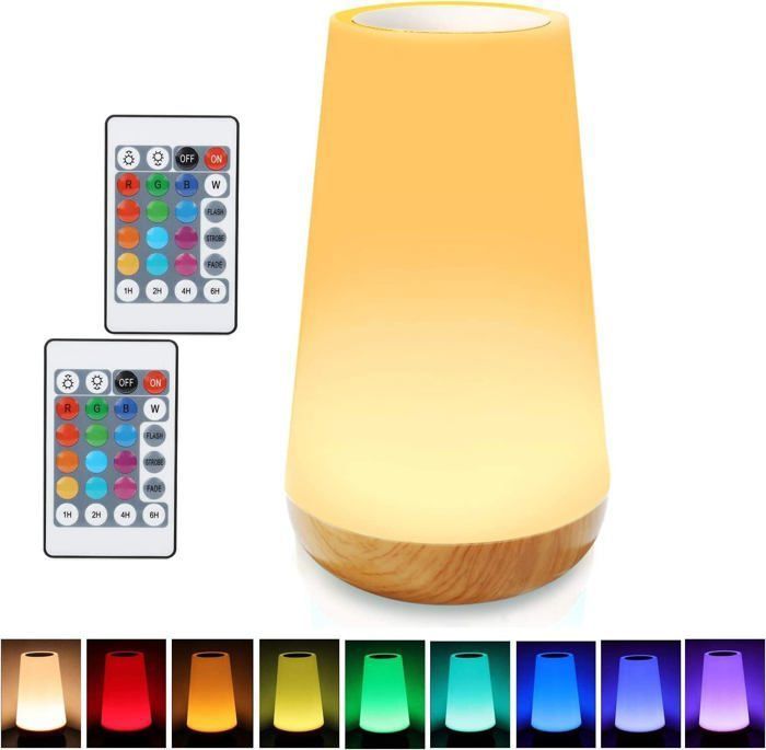 Veilleuse LED, lampe de chevet multicolore 360°, rechargeable avec ...