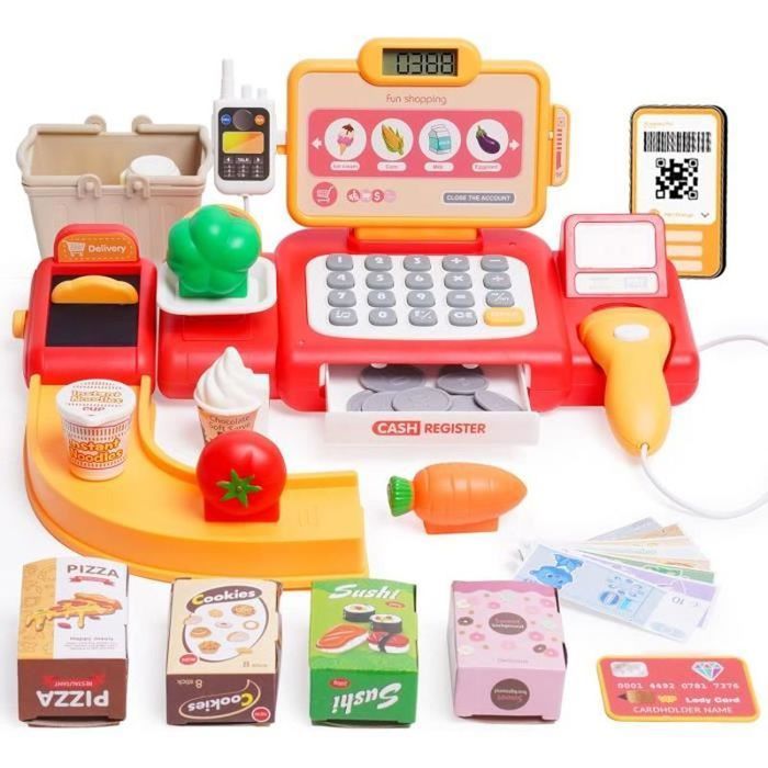 CAISSE ENREGISTREUSE Caisse Enregistreuse avec Scanner Jouet Supermarché Caisse Enregistreuse ...