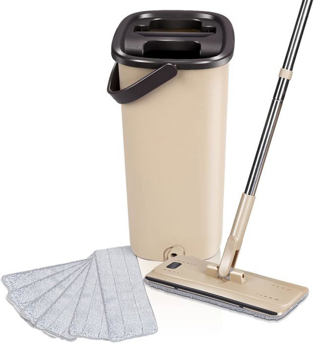 Balai Magique 140 cm et Seau Essoreur, Serpillière Plate Autonettoyante ...