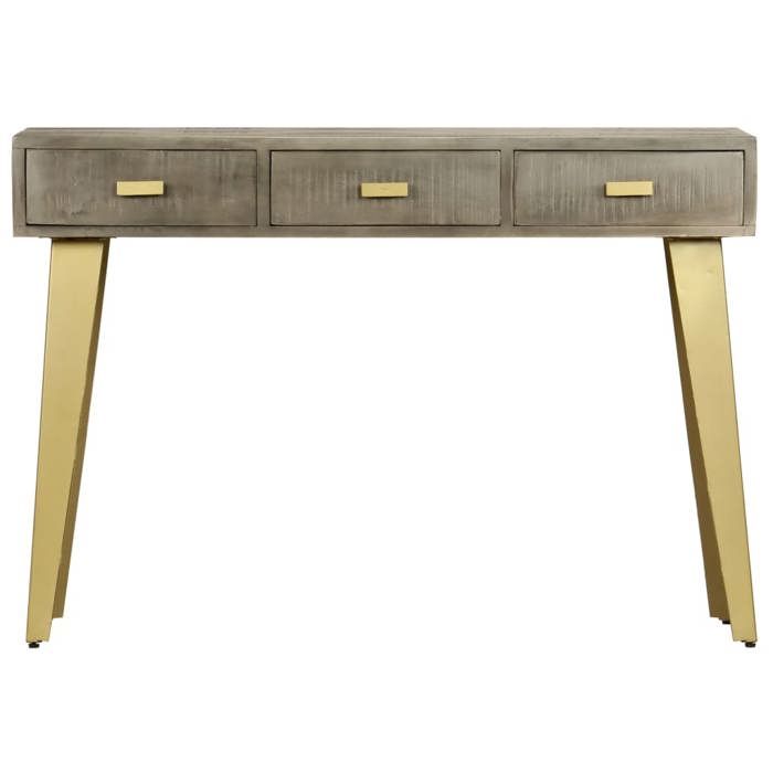 "Remise" Table console Bois de manguier Gris - grand espace - avec laiton 110 x 35 x 76 cm ...