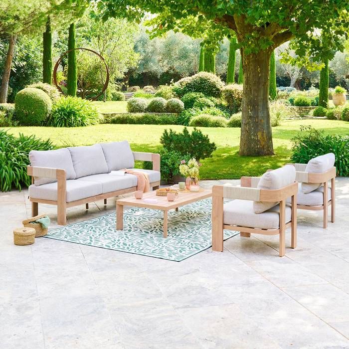 Salon de jardin Oryna 5 places miel - Hespéride - Cdiscount Jardin