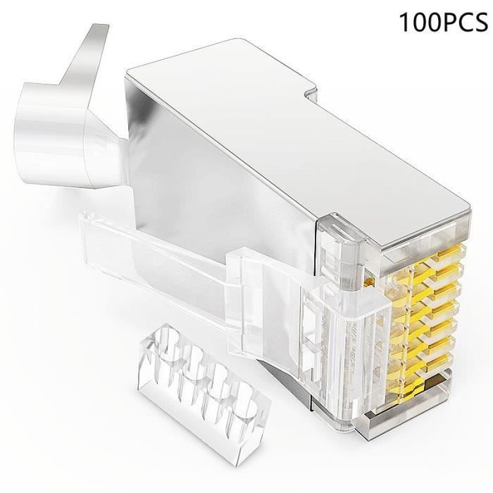 100 pcs - connecteur RJ45 CAT7, 2 pièces, fiche RJ45 blindée, fiche ...