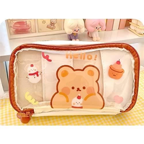 Kawaii Aesthetic Cute Clear Pencil Case Bag Cosmetic Bag With 3 ...