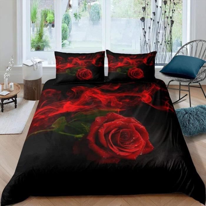 Housse De Couette 220X240 Imprimée 3D Roses Rouges Parure De Lit 2 ...