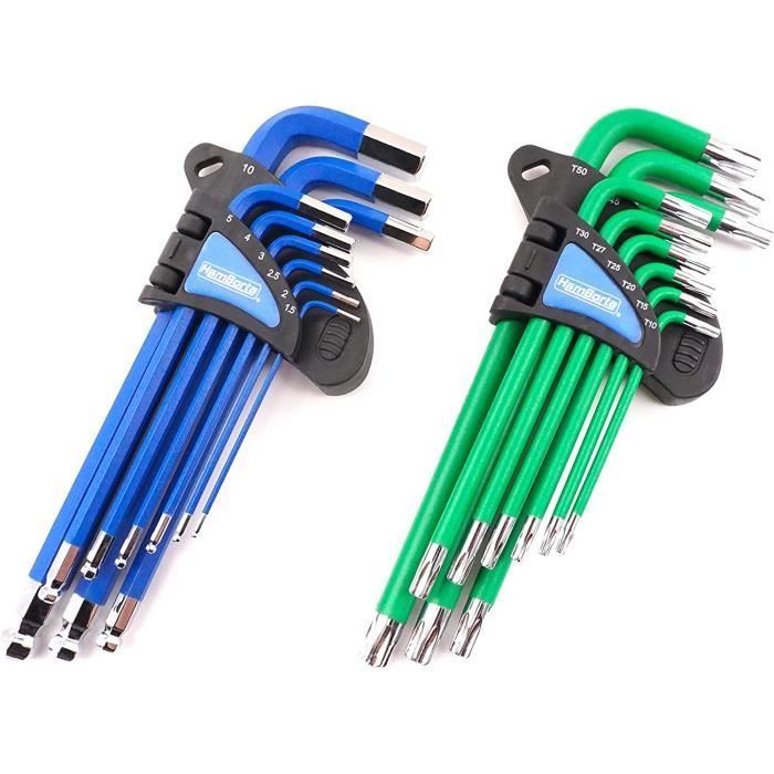 Clés Allen et Clef Torx Jeu de 18, Clés Hexagonales 1,5-10mm Métriques ...