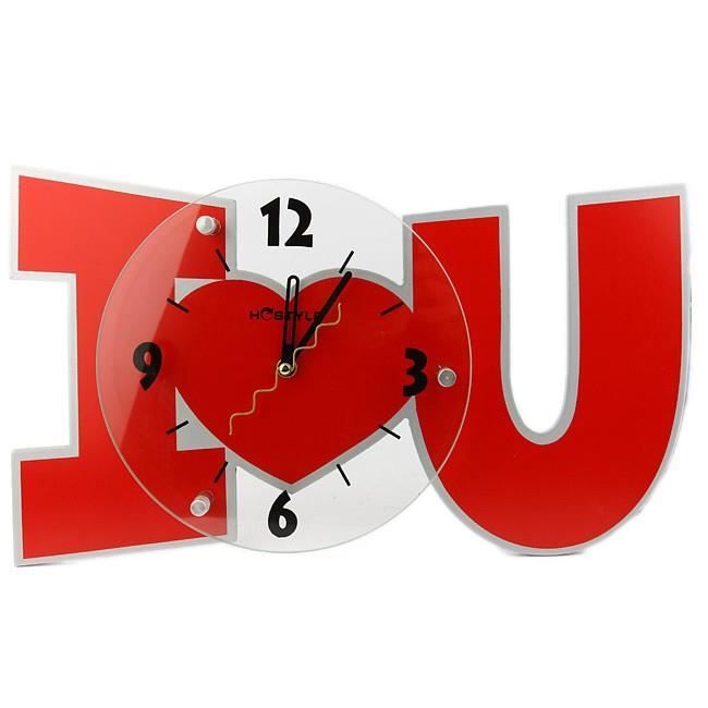 HORLOGE MURALE I LOVE YOU - 40 cm x 24 cm - Cdiscount Maison
