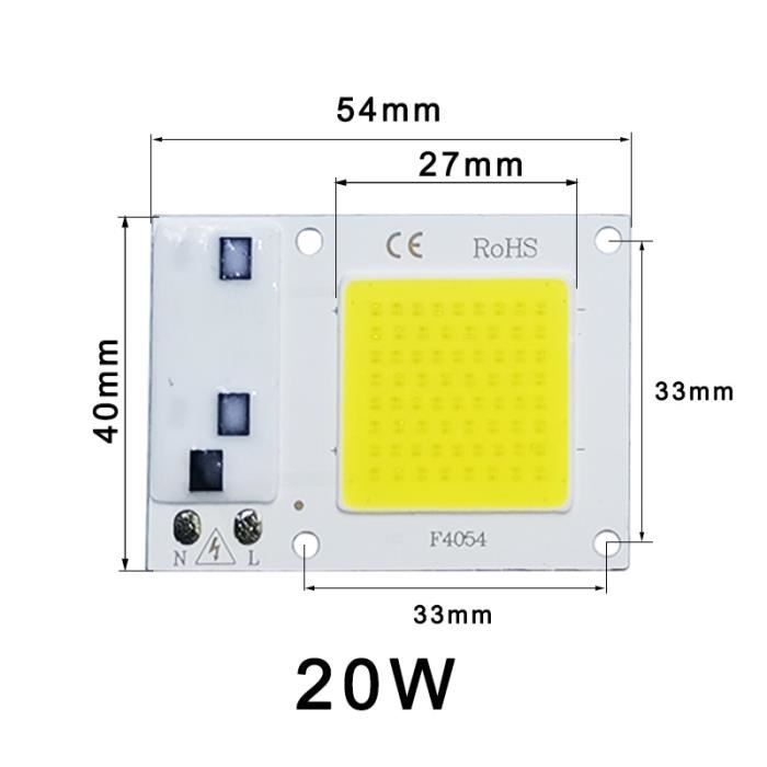 (20W|AC 220V|Warm White)Puce de lampe LED COB AC 220V, ampoule LED 10W ...