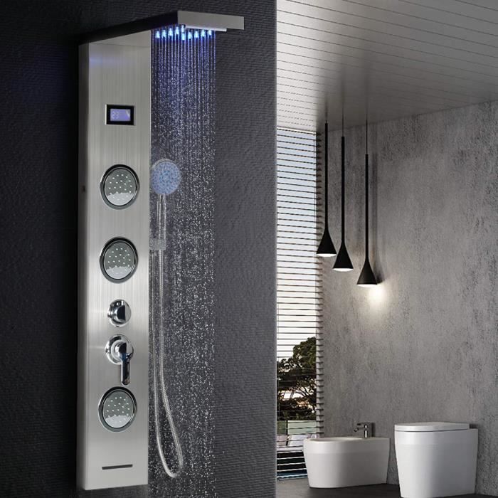 Panneau de Douche LED avec Deux Douche Cascade-Colonne de Douche avec ...