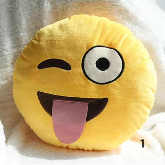 1# doux Coussin Emoji Smiley Emoticon jaune ronde de Présent Oreiller ...