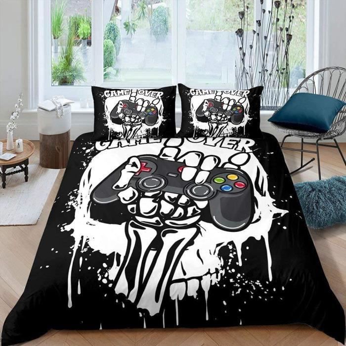 Housse De Couette Gamer Gaming Garcon Noir Gamepad Tableau Fermeture ...