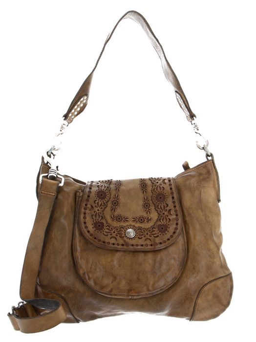 CAMPOMAGGI Sac à épaule vert olive en cuir pour femme - Shoulder Bag ...