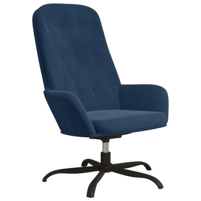 Chaise de relaxation avec repose-pied Bleu Velours-S5667 - Cdiscount Jardin