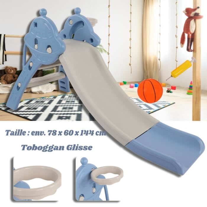 Toboggan d'Assemblage avec Panier de Basket Bleu pour enfants jouant à la maison LIA-116 ...