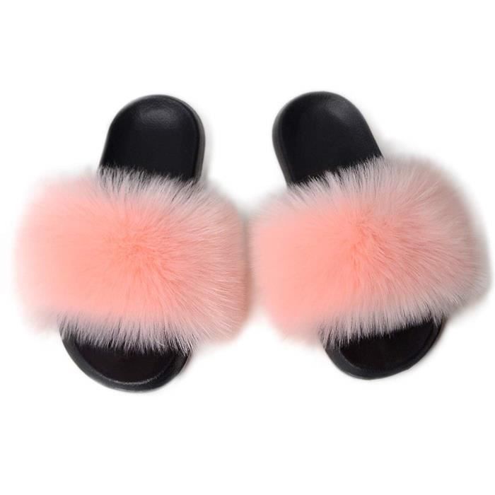 Chausson HAAXC Diapositives fourrure Slipper s Faux Diapositives Fuzzy ...