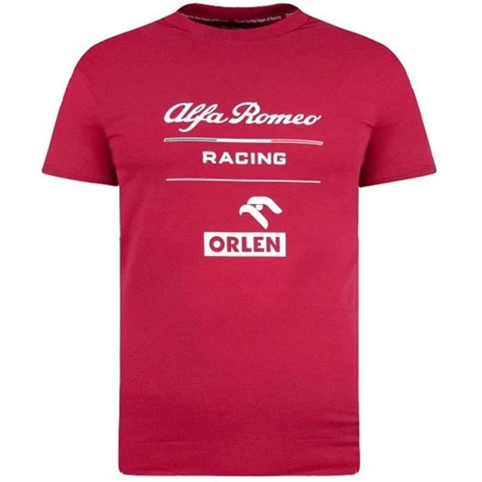 T-shirt ALFA ROMEO Essential Officiel Team F1 Racing - Rouge - Manches ...