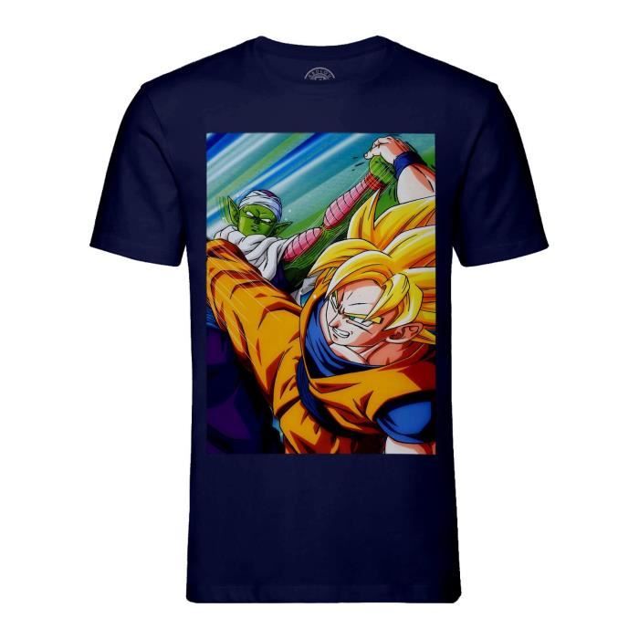 T-shirt Homme Col Rond Bleu Goku Contre Santan Petit Coeur Dragon Ball ...