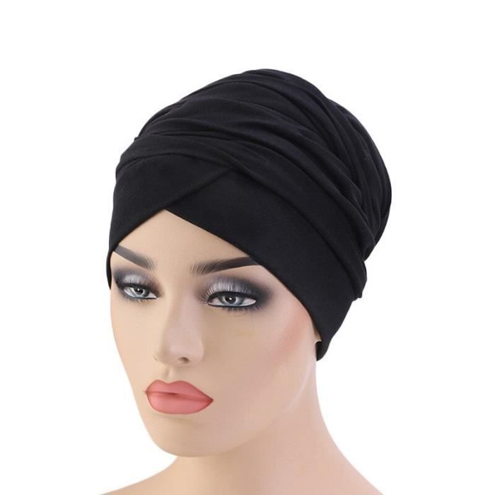 Femmes coton Hijab tête enveloppes Musulman longue queue Turban Bonnet ...
