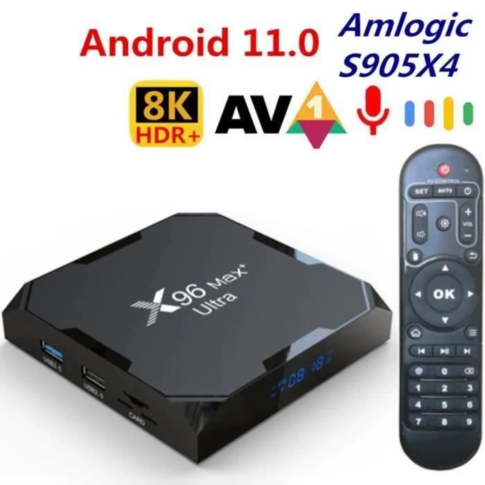Boitier iptv X96 Max plus Ultra 4G 64G Android 11 Amlogic S905X4 2.4G 5G double Wifi BT4.0 prise ...