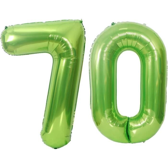 2 Ballons En Forme De Chiffre 70 Verts, Ballons 70 Verts, 70 Ans ...