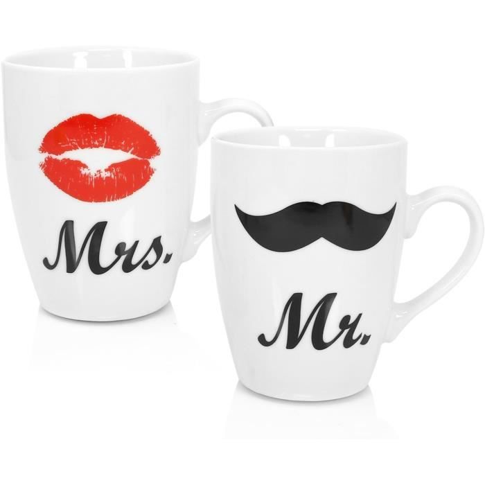 2 Tasses À Café En Design Mr. And Mrs. - Set De 2 Mugs Porcelaine ...