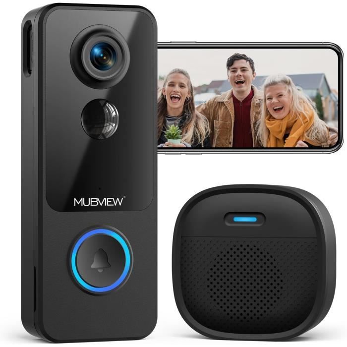 MUBVIEW - 1080P HD Sonnette sans Fil avec Caméra, Batterie Visiophone ...