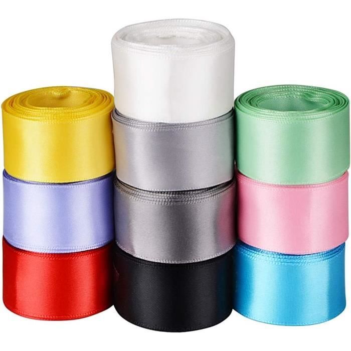 10 Couleurs Ruban Couture Satin 25mm X 5M Mixte Coloris Bande de Ruban ...