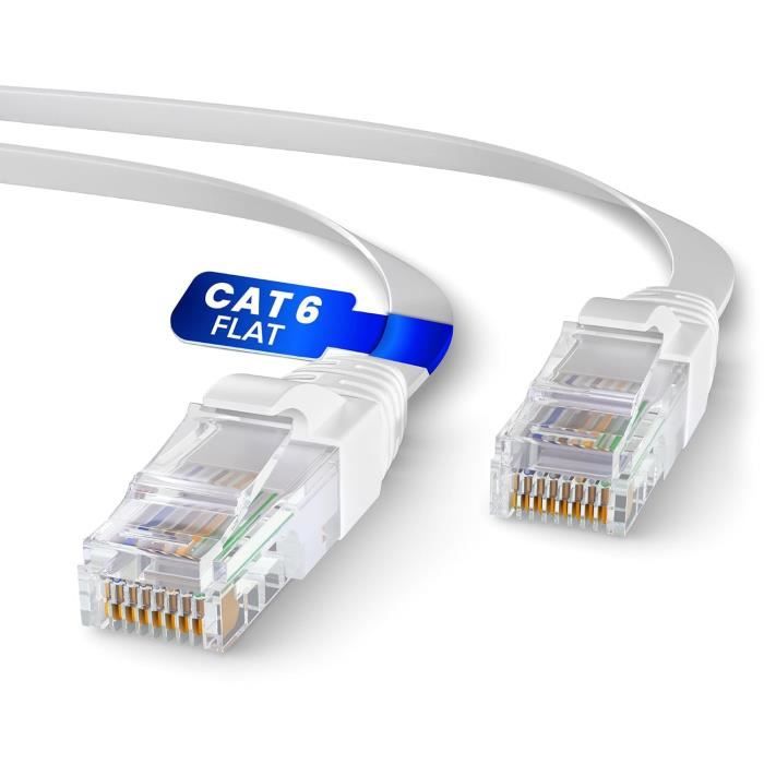 Mr. Tronic Plat Câble Ethernet 10m, Reseau LAN Cable Ethernet Cat 6 ...