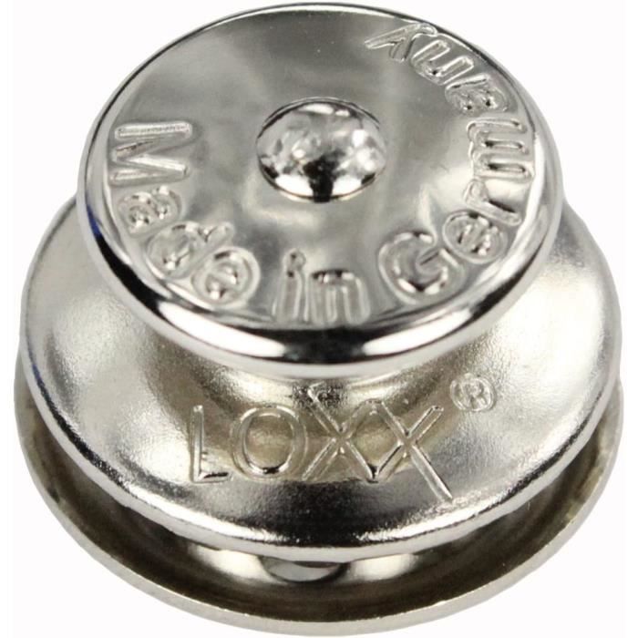 LOXX Lot de 10 grands boutons pour tissu jusqu'à 2,5 mm – Laiton nickelé – Fabriqué en Allemagne ...
