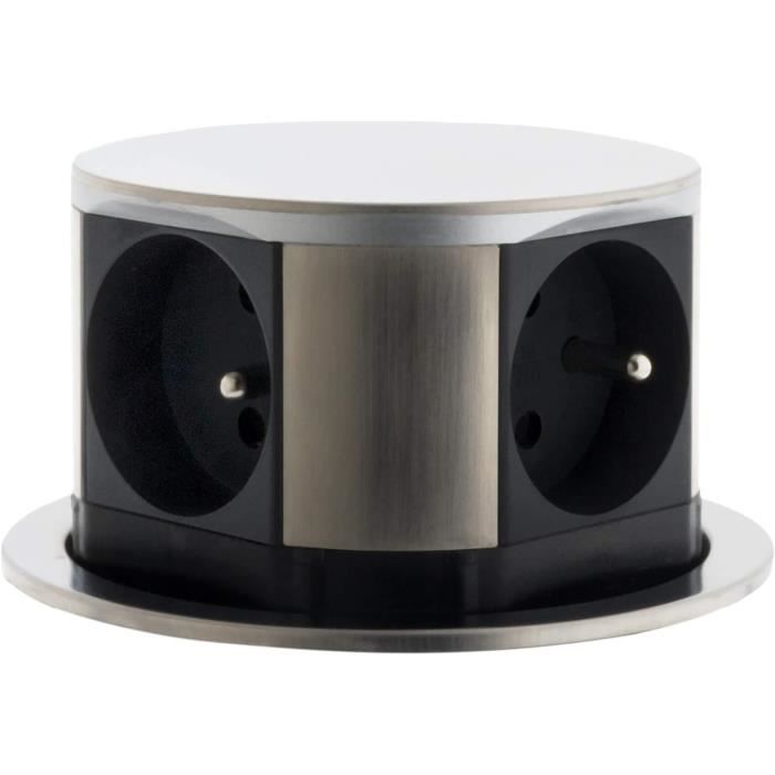 Bloc Multiprise Encastrable Compact 4 Prises 16A 2P+T - Finition Inox ...